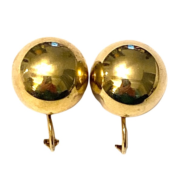 Vintage | Jewelry | Vintage Large Gold Ball Earrings Clip On | Poshmark